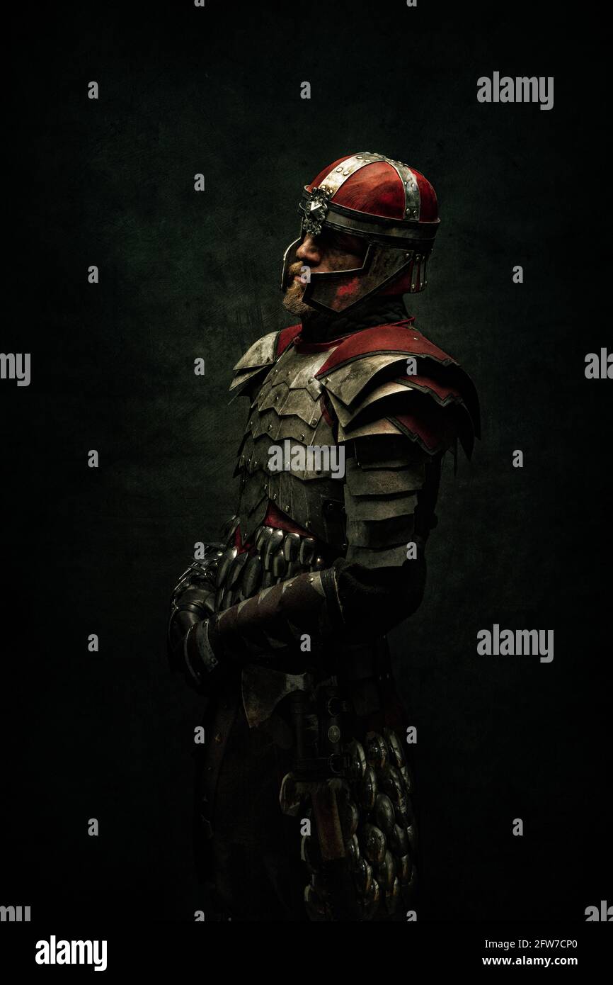 Portrait of a medieval fighter in profile Stock Photo - Alamy