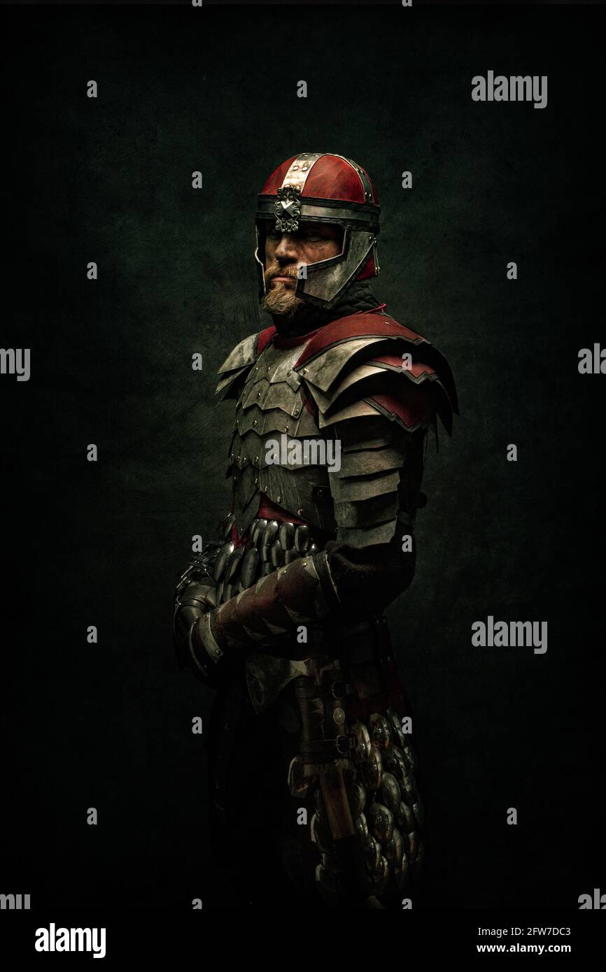 Portrait of a medieval fighter in profile Stock Photo - Alamy
