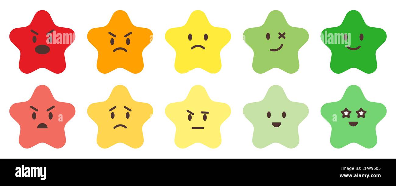 Rating colorful cartoon emotions stars vector web ranking star signs ...