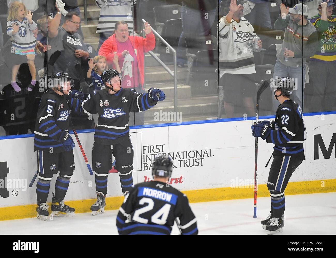 Fargo, ND, USA. 21st May, 2021. Fargo Force players congratulation ...
