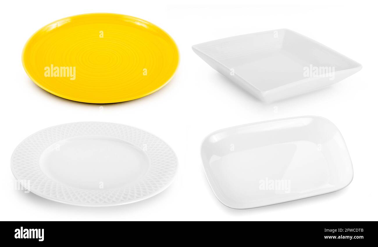 multi-shape of plate on white background Stock Photo - Alamy