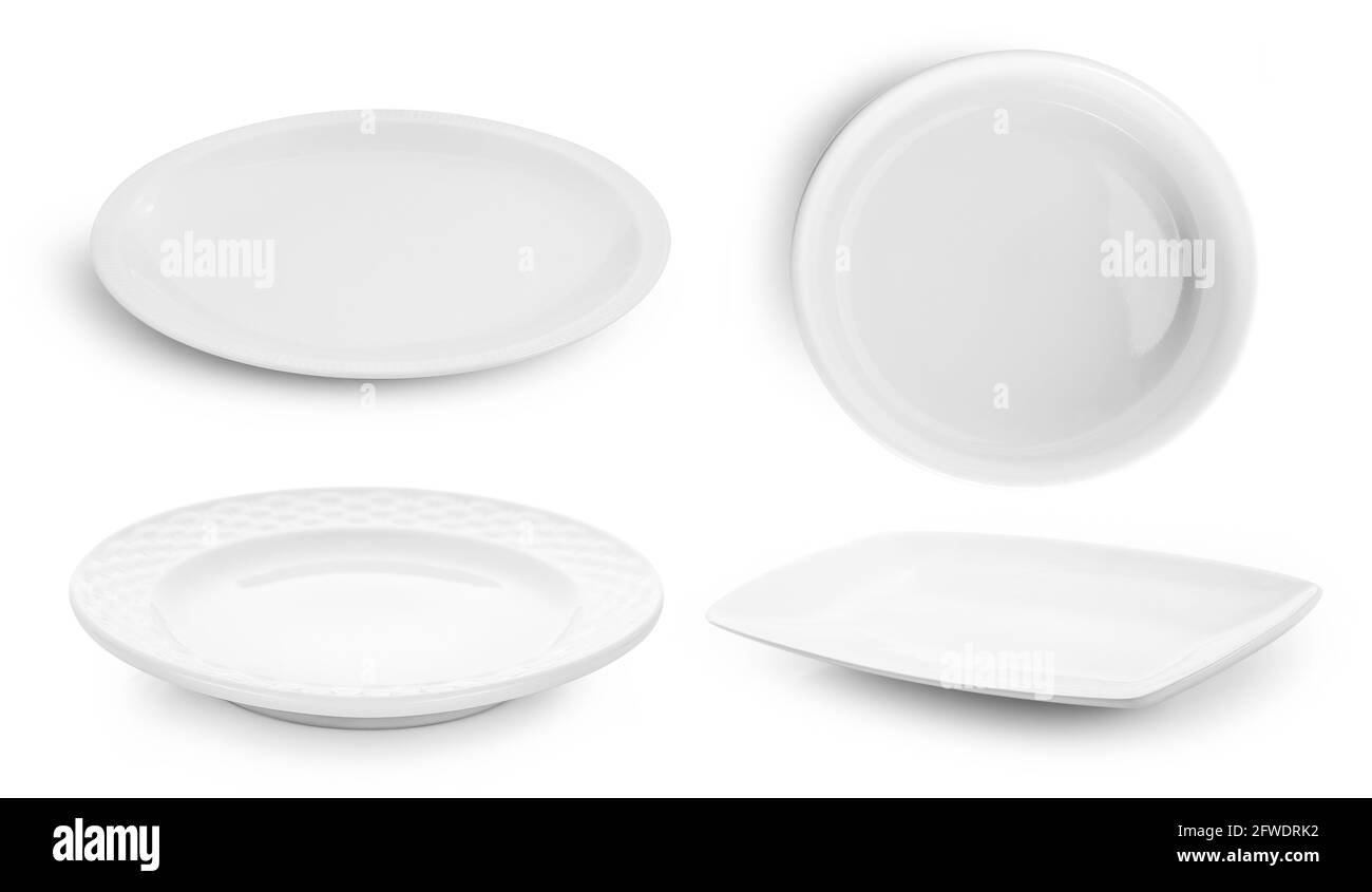 multi-shape of plate on white background Stock Photo - Alamy