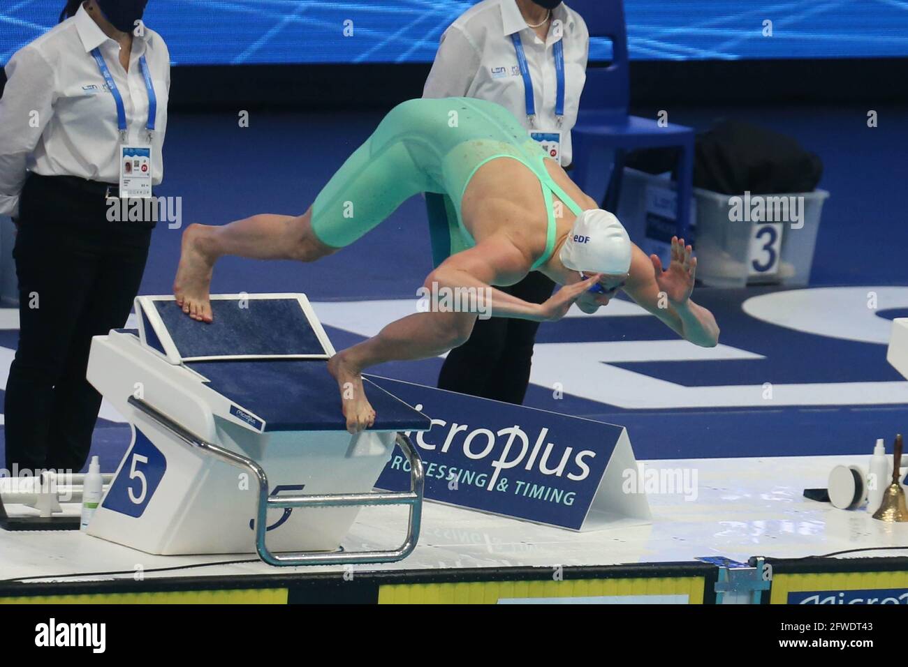 Marie Wattel of France Semi Final 100 m Freestyle during the 2021 LEN ...
