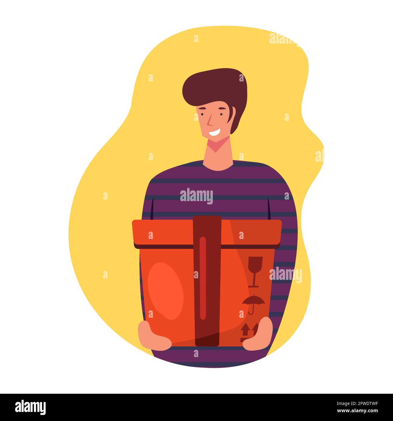 young man holding donation box vector illustration in flat style Stock ...