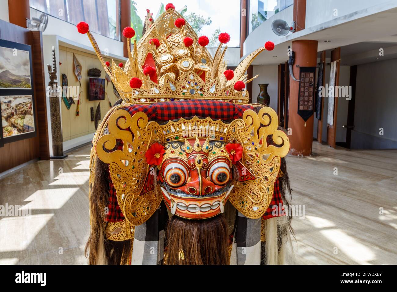 Ceremonial mask of Barong Ket (Lion Barong), Balinese Hindu mythology ...