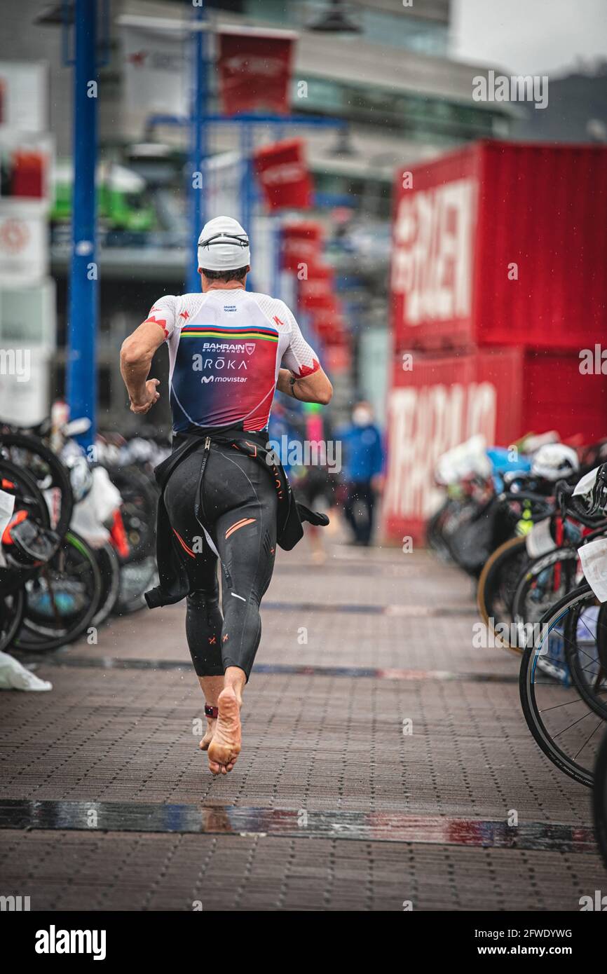 Javier Gomez Noya competing in the 2020 Bilbao Triathlon Stock Photo ...