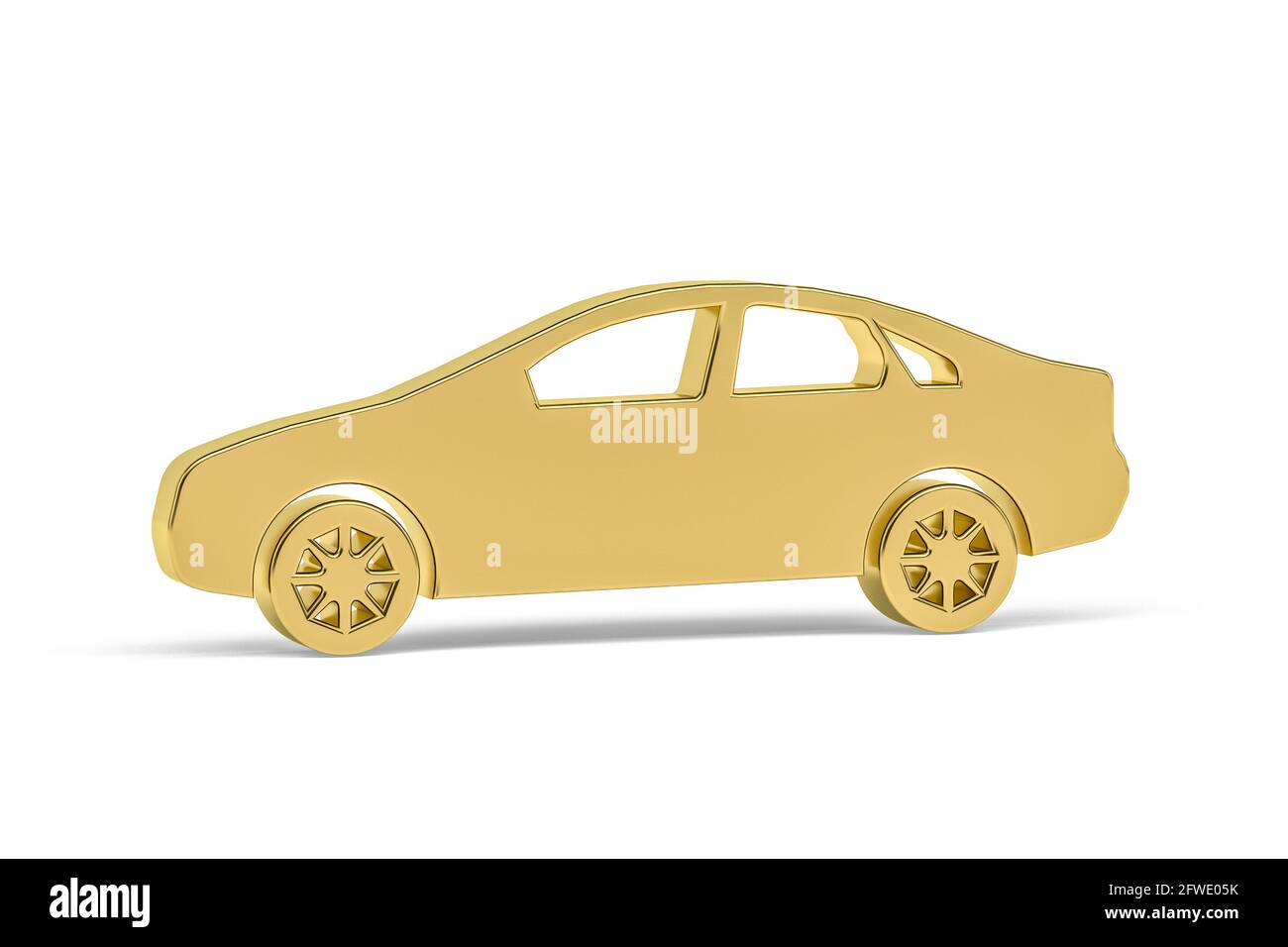 Golden 3d car icon isolated on white background - 3d render Stock Photo ...