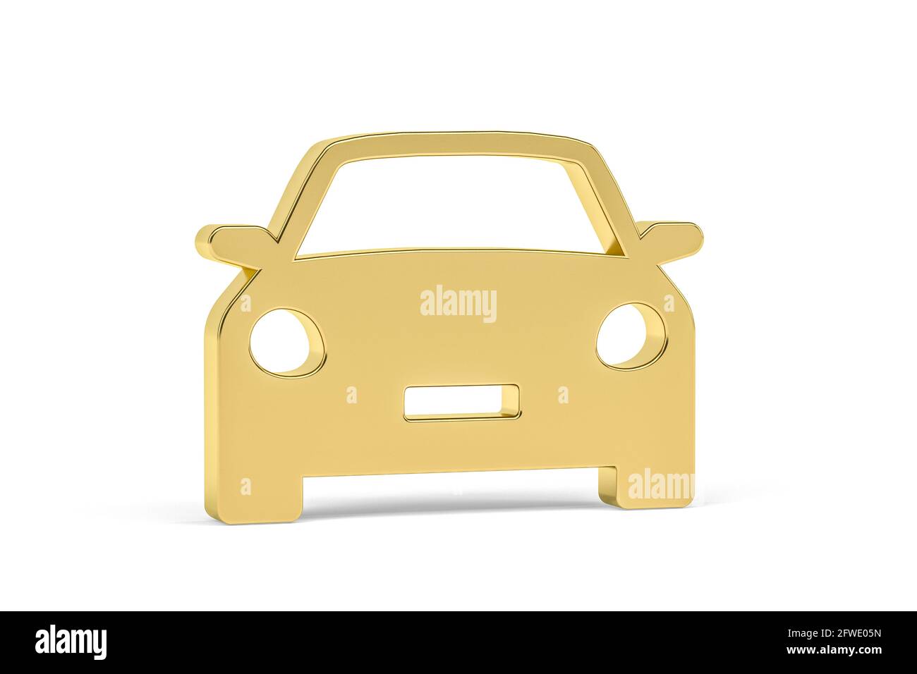 Golden 3d car icon isolated on white background - 3d render Stock Photo ...