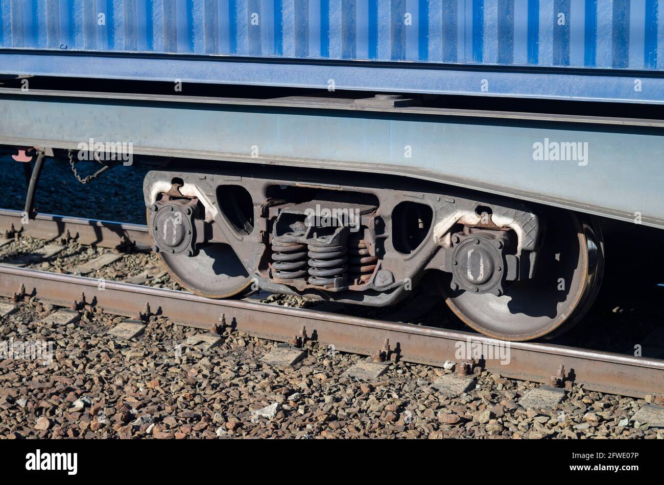Container on a railway platform. Close up Stock Photo - Alamy