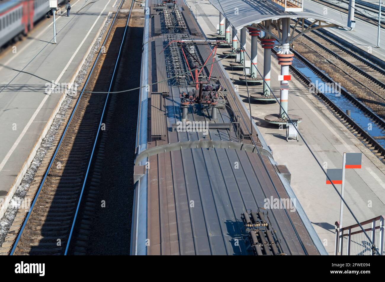 ontainer on a railway platform. View from above Stock Photo - Alamy