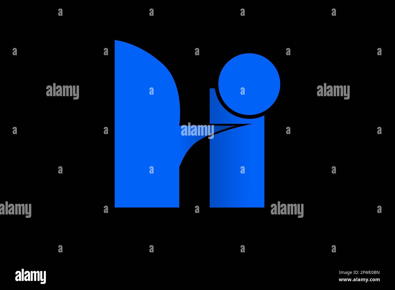Vector Logo Hi, Blue with shadow, at black, Suitable for Hotel or ...