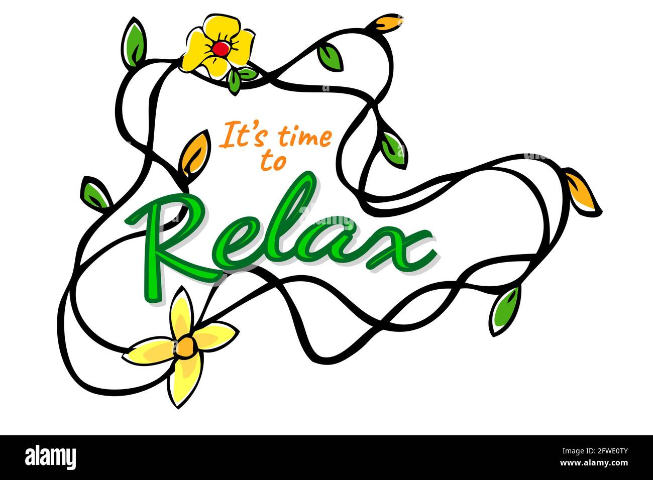 Very Simple Hand Draw Sketch Vector Lettering, It is Time to relax, at ...