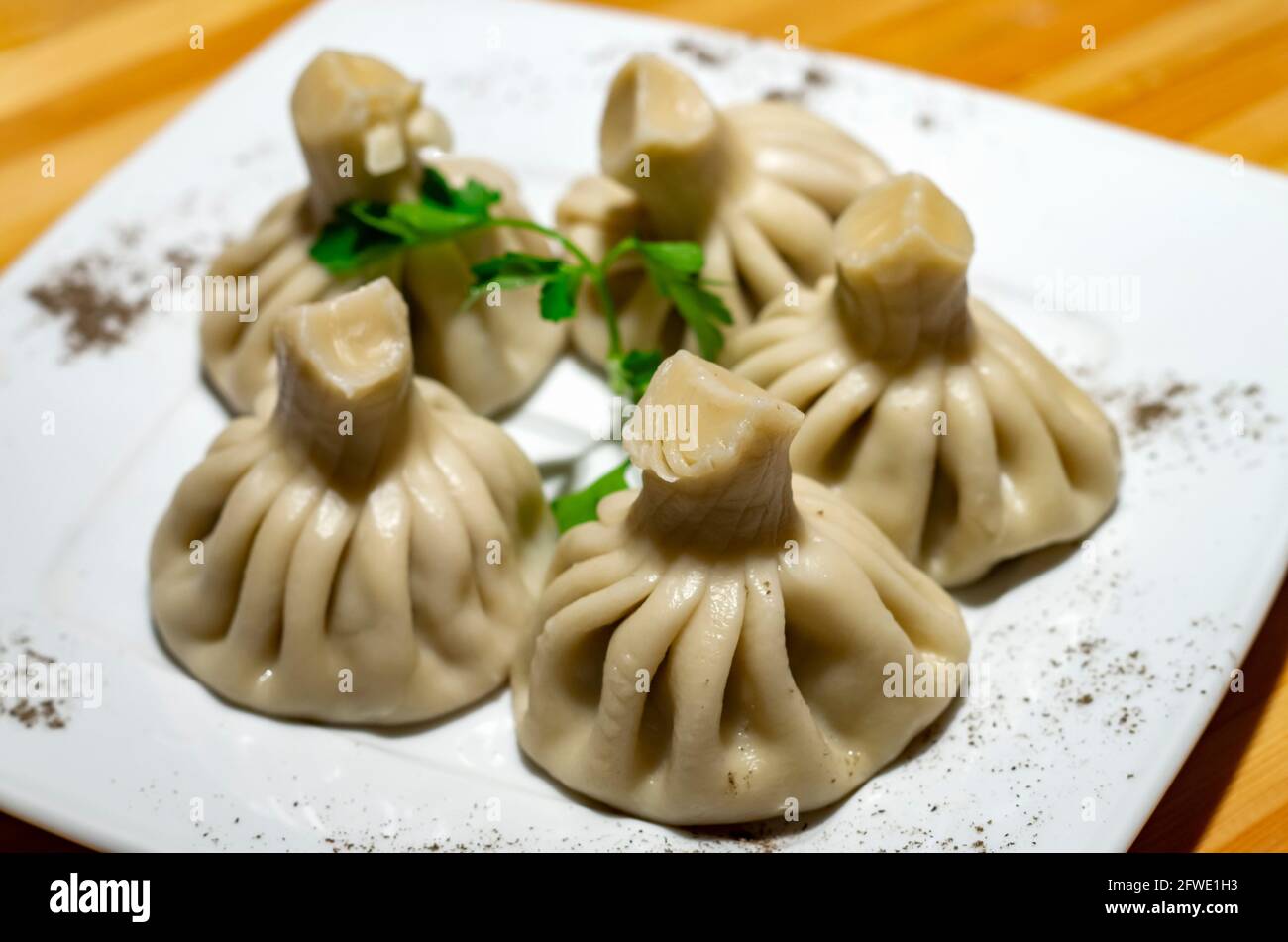 Khinkali, Georgian dumplings, traditional Georgian cuisine. Khinkali on ...