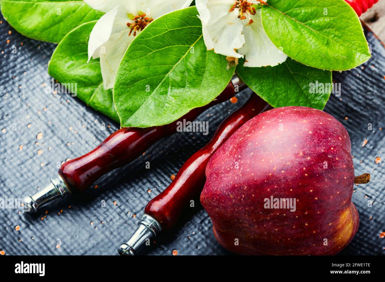 Oriental hookah with the aroma of fresh apples. Floral shisha tobacco ...