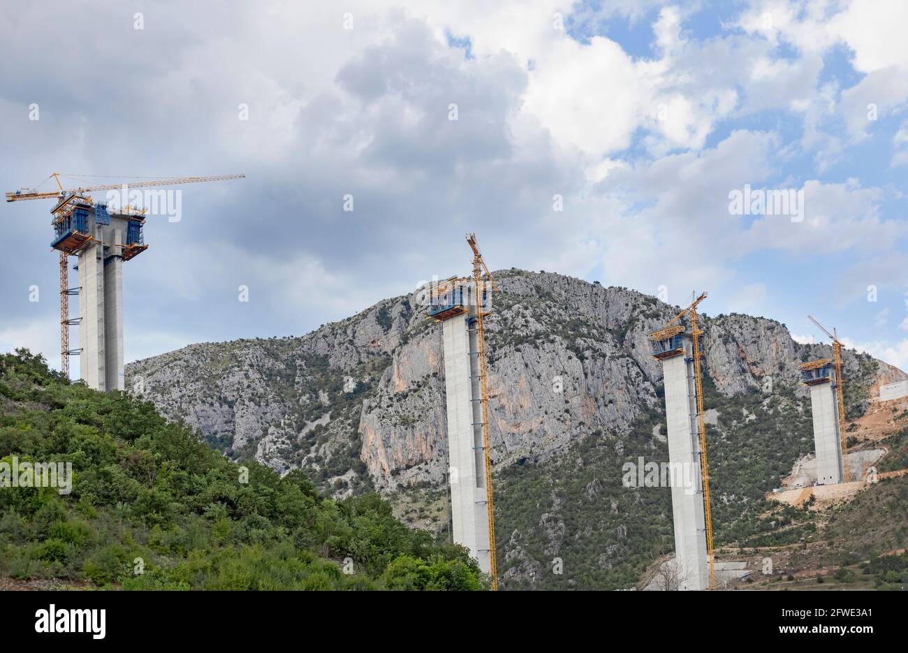 Grand bridge pillars construction. Modern Bridge construction Stock ...