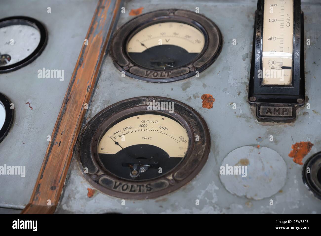 Control Panel of an old Power Plant Stock Photo - Alamy