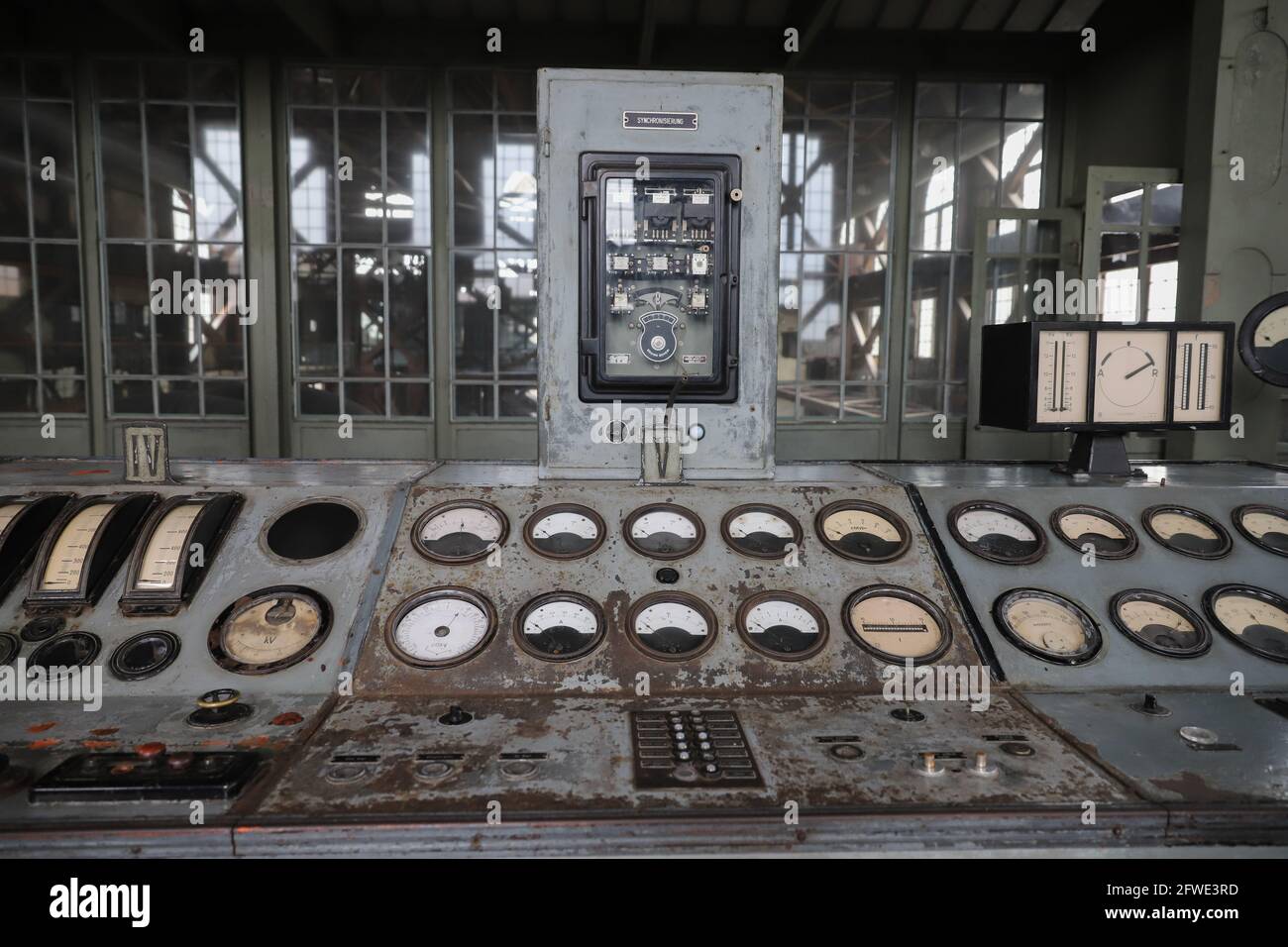 Control Panel of an old Power Plant Stock Photo - Alamy