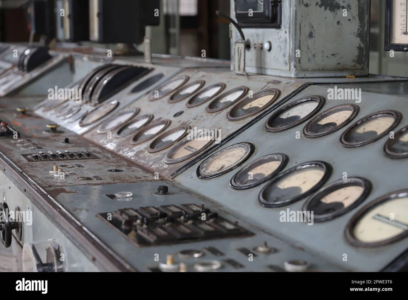 Control Panel of an old Power Plant Stock Photo - Alamy