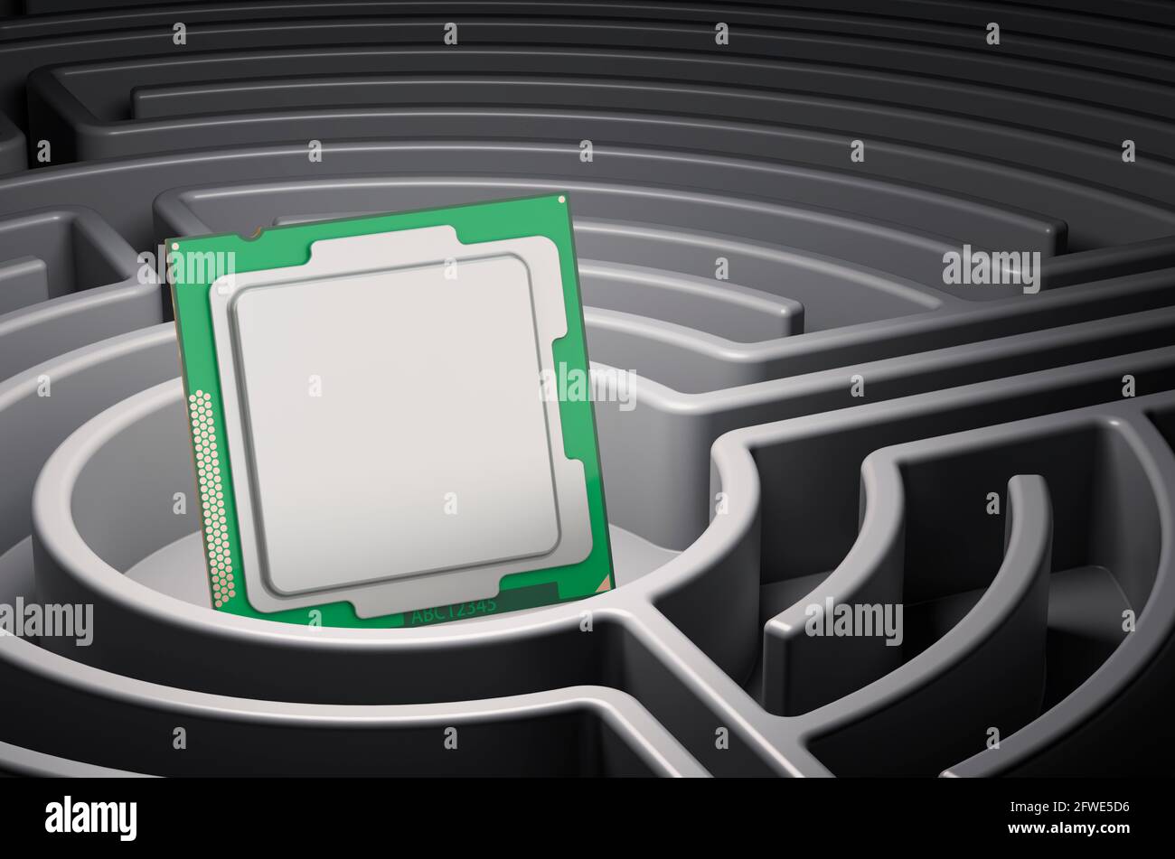 CPU inside labyrinth maze, 3D rendering Stock Photo - Alamy