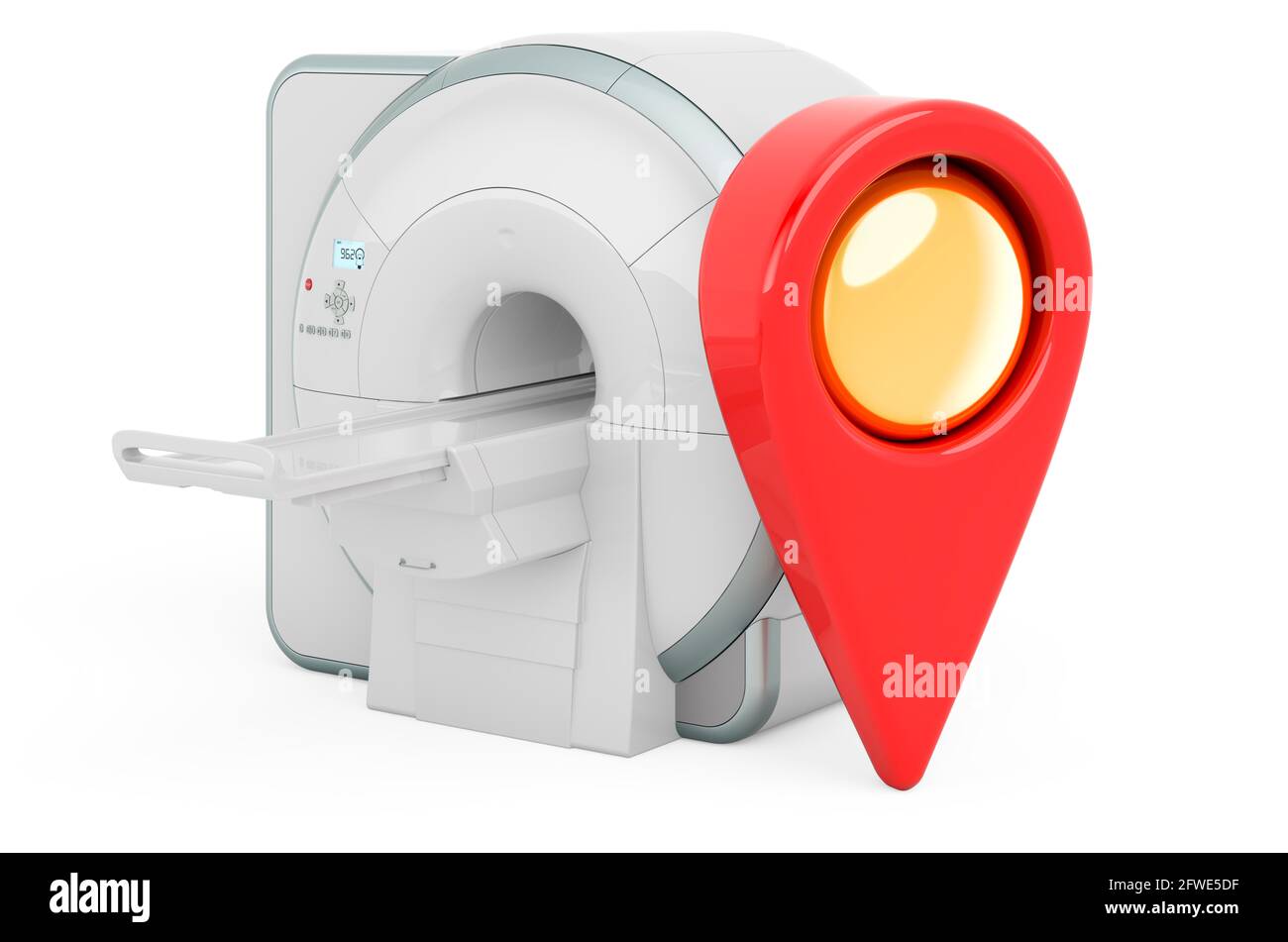 Map pointer with MRI Magnetic Resonance Imaging Scanner, 3D rendering ...