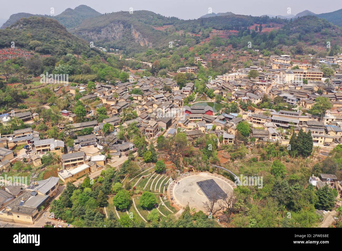 Aerial view of Keyi Yi minority village near Mile, Yunnan - China Stock ...