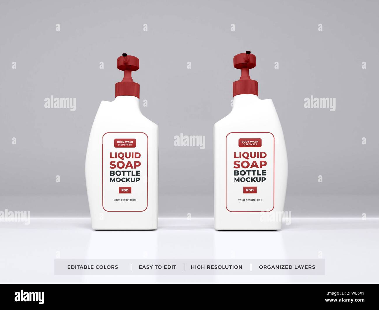 Realistic Liquid Soap Bottle 3D Illustration Mockup Scene on Isolated ...