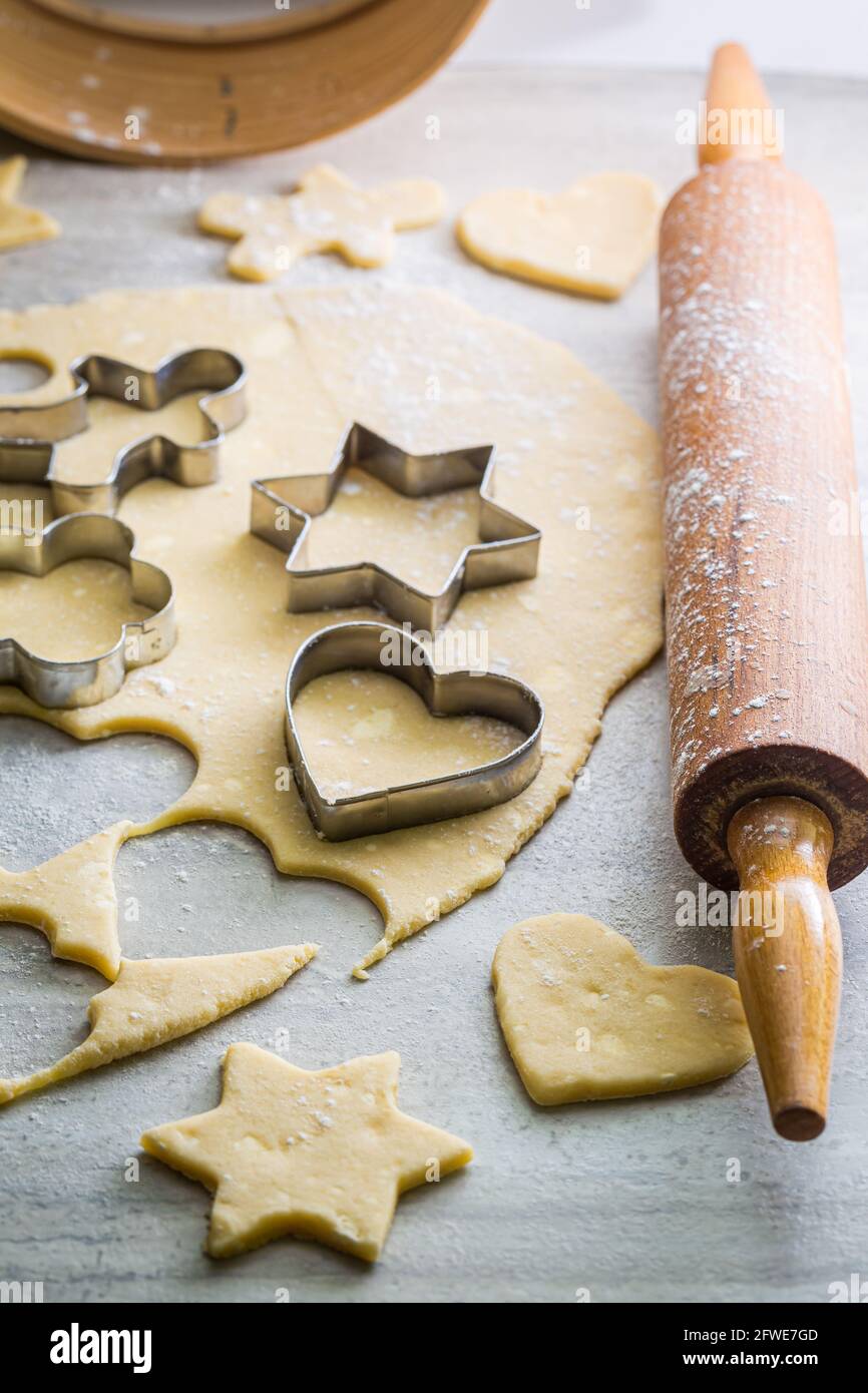 Making traditionally milky biscuits. Preparation of butter biscuits ...