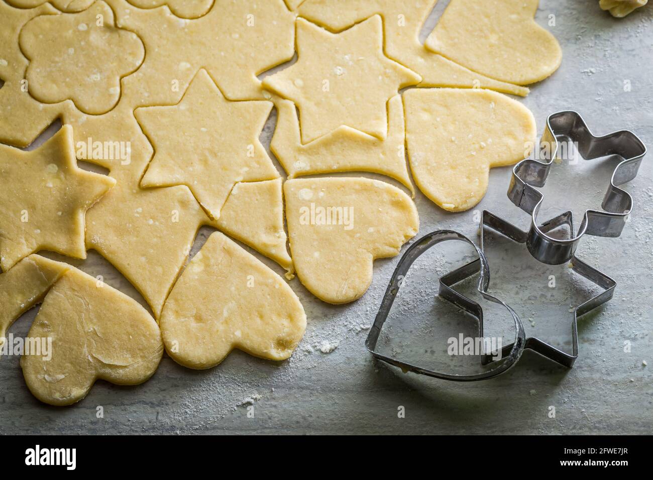 Preparation for baking the milky biscuits. Preparation of butter ...