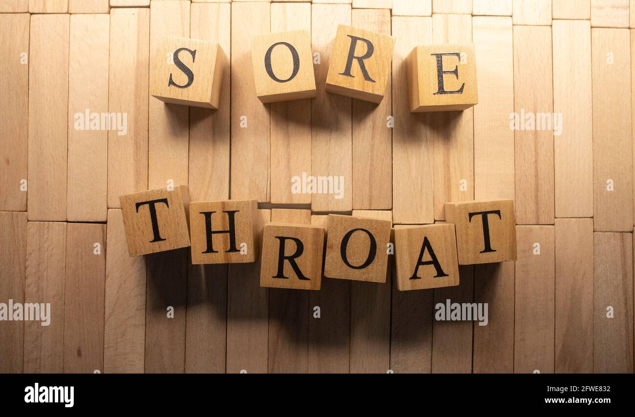 The word sore throat was created from wooden cubes. Health and life ...