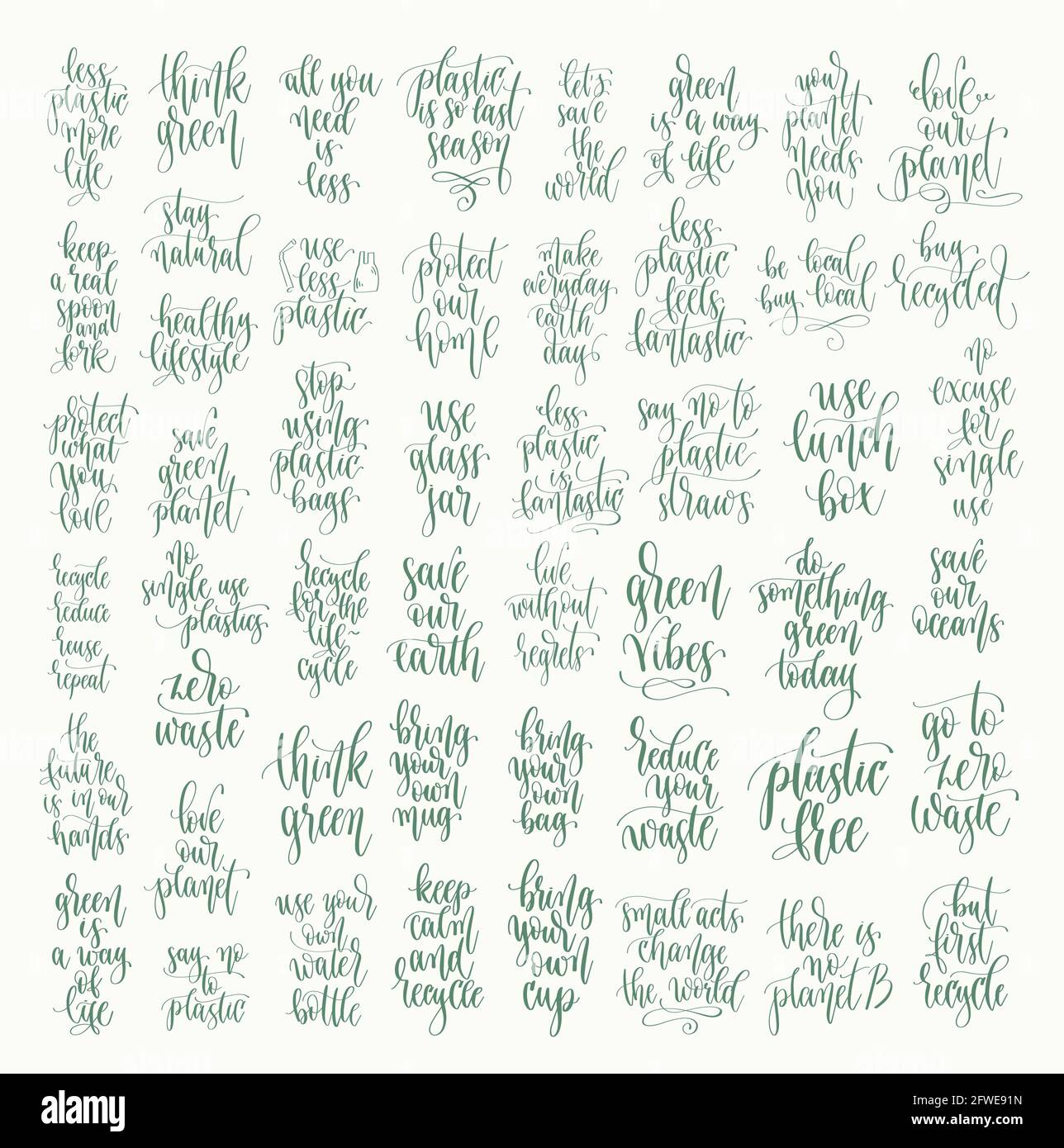 set of 50 go green quotes calligraphy designs Stock Vector Image & Art ...