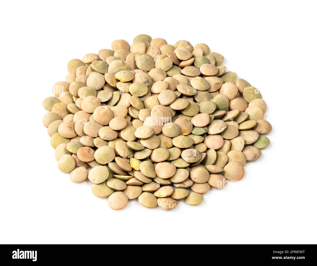 pile of whole light green lentils closeup on white background Stock ...