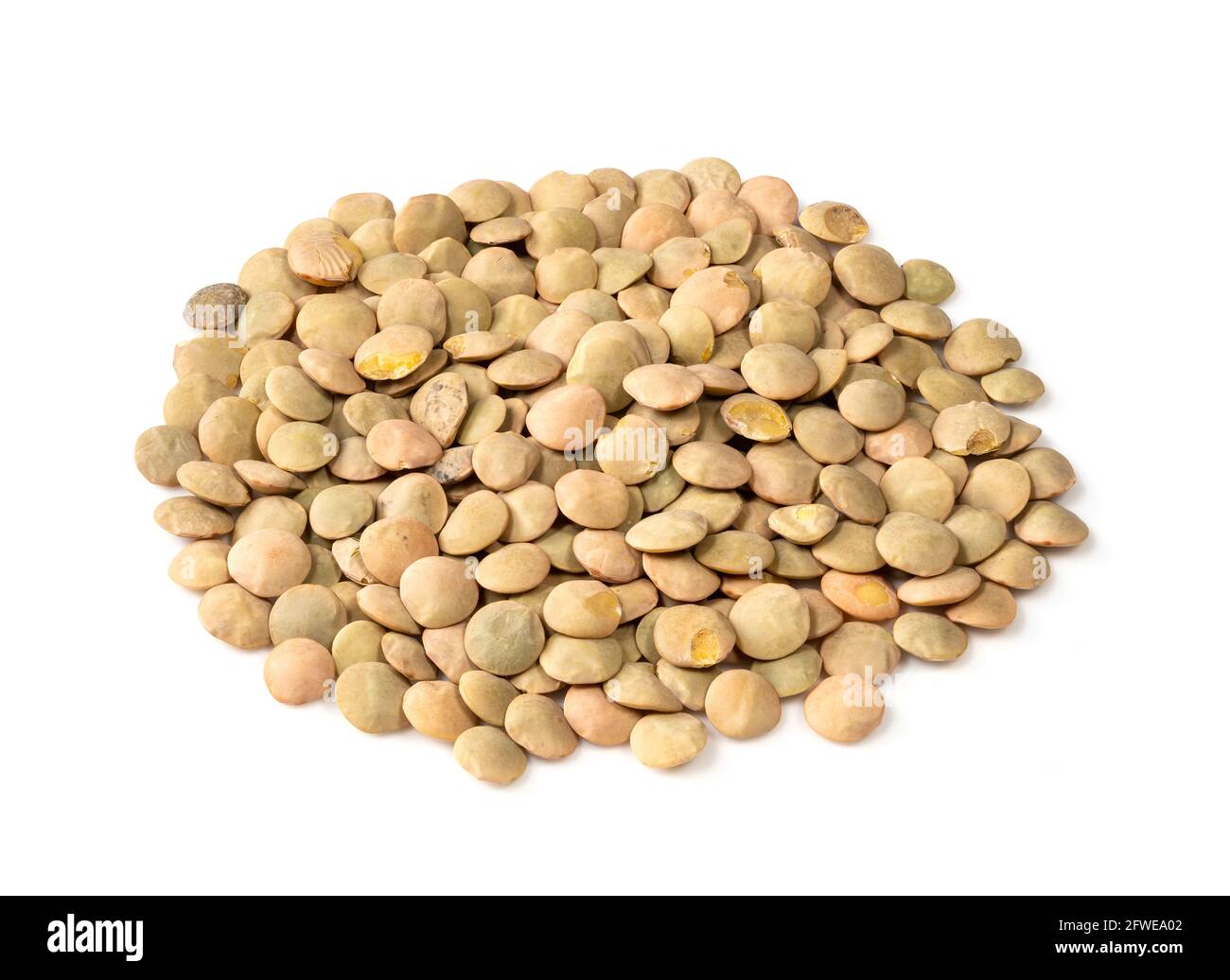 handful of whole large green lentils closeup on white background Stock ...