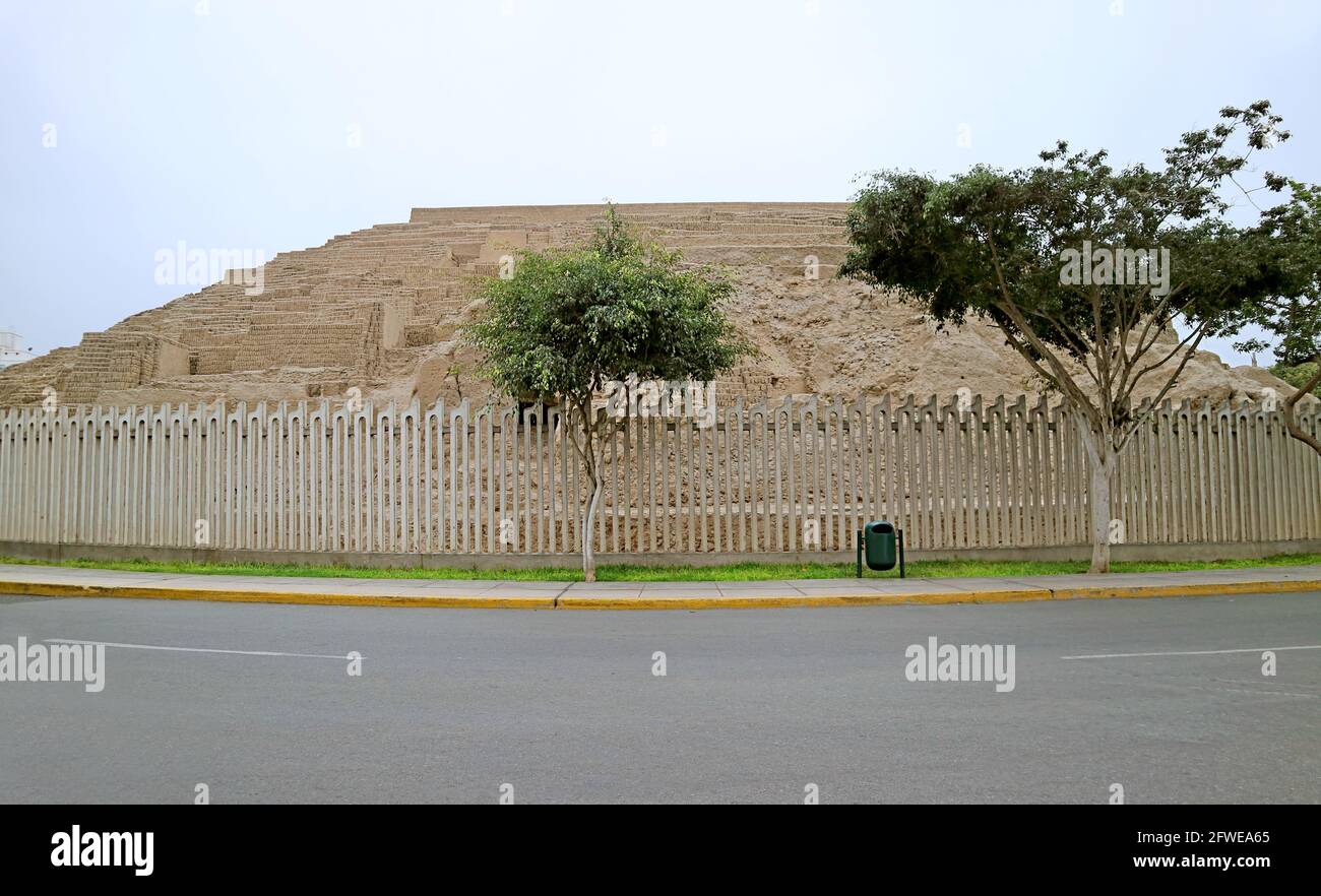 Archaeology site of Huaca Pucllana, the remains of ancient adobe and ...