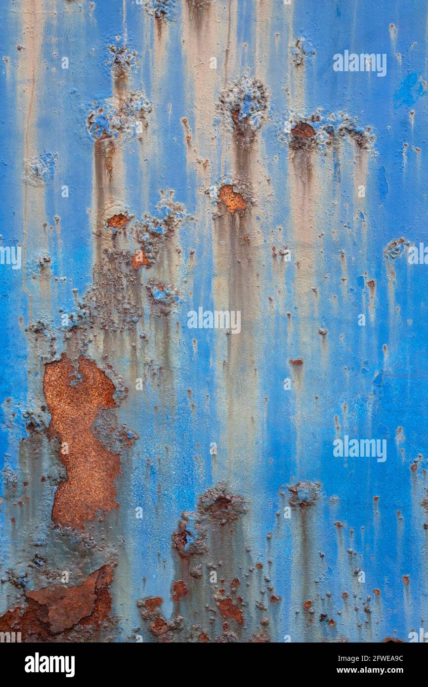 Rust and peeling blue paint Stock Photo - Alamy