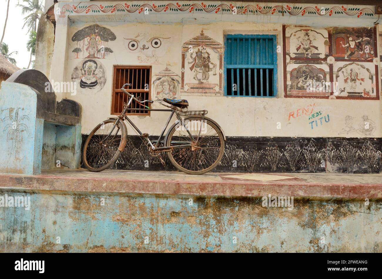 India painting wall mural rural hi-res stock photography and images - Alamy