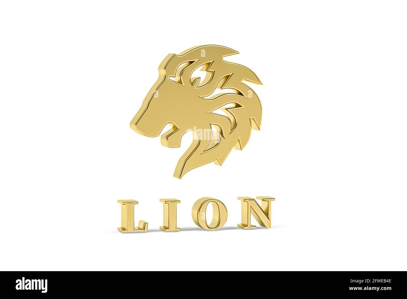 Golden 3d lion icon isolated on white background - 3d render Stock ...