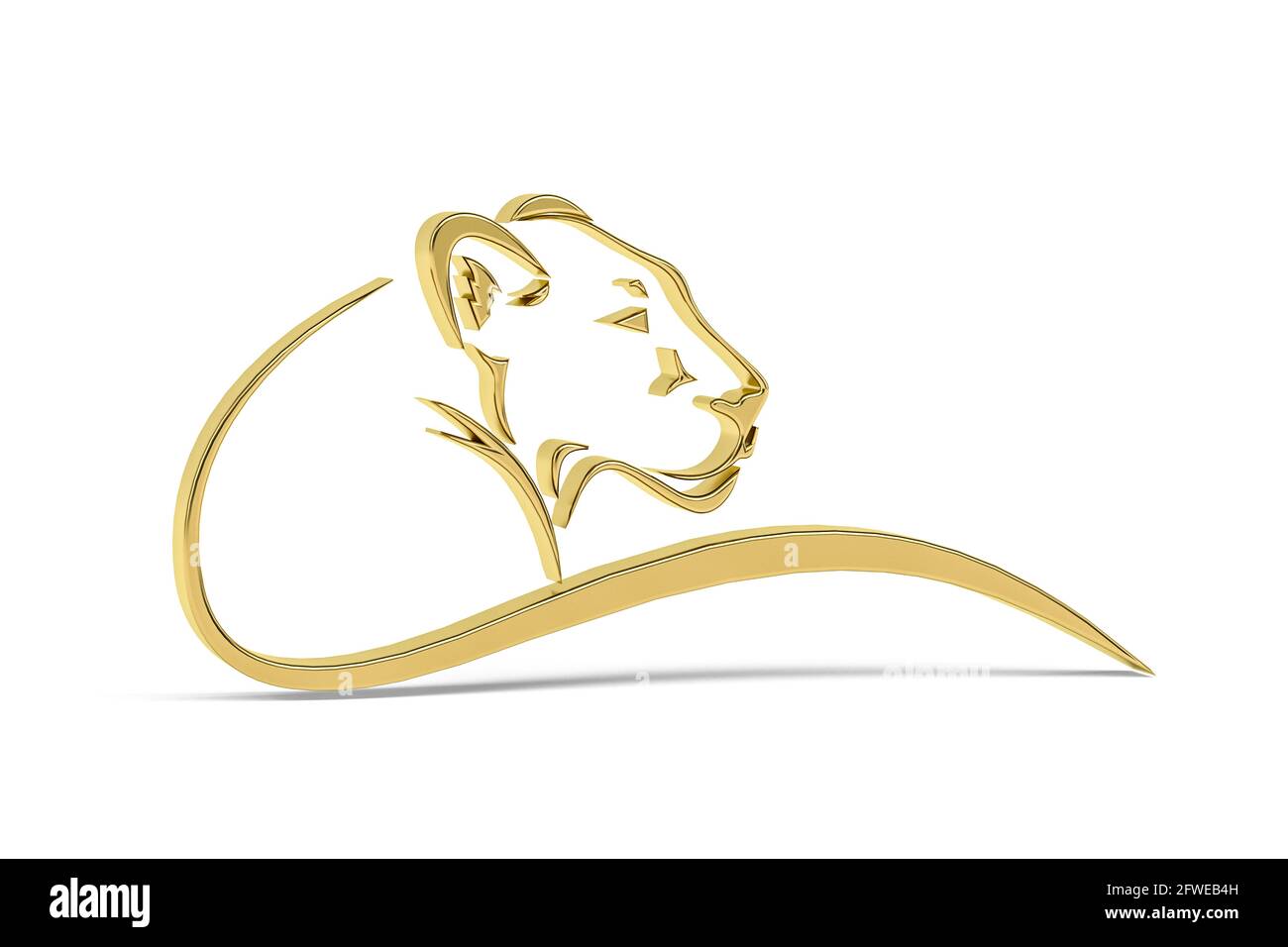 Golden 3d lion icon isolated on white background - 3d render Stock ...