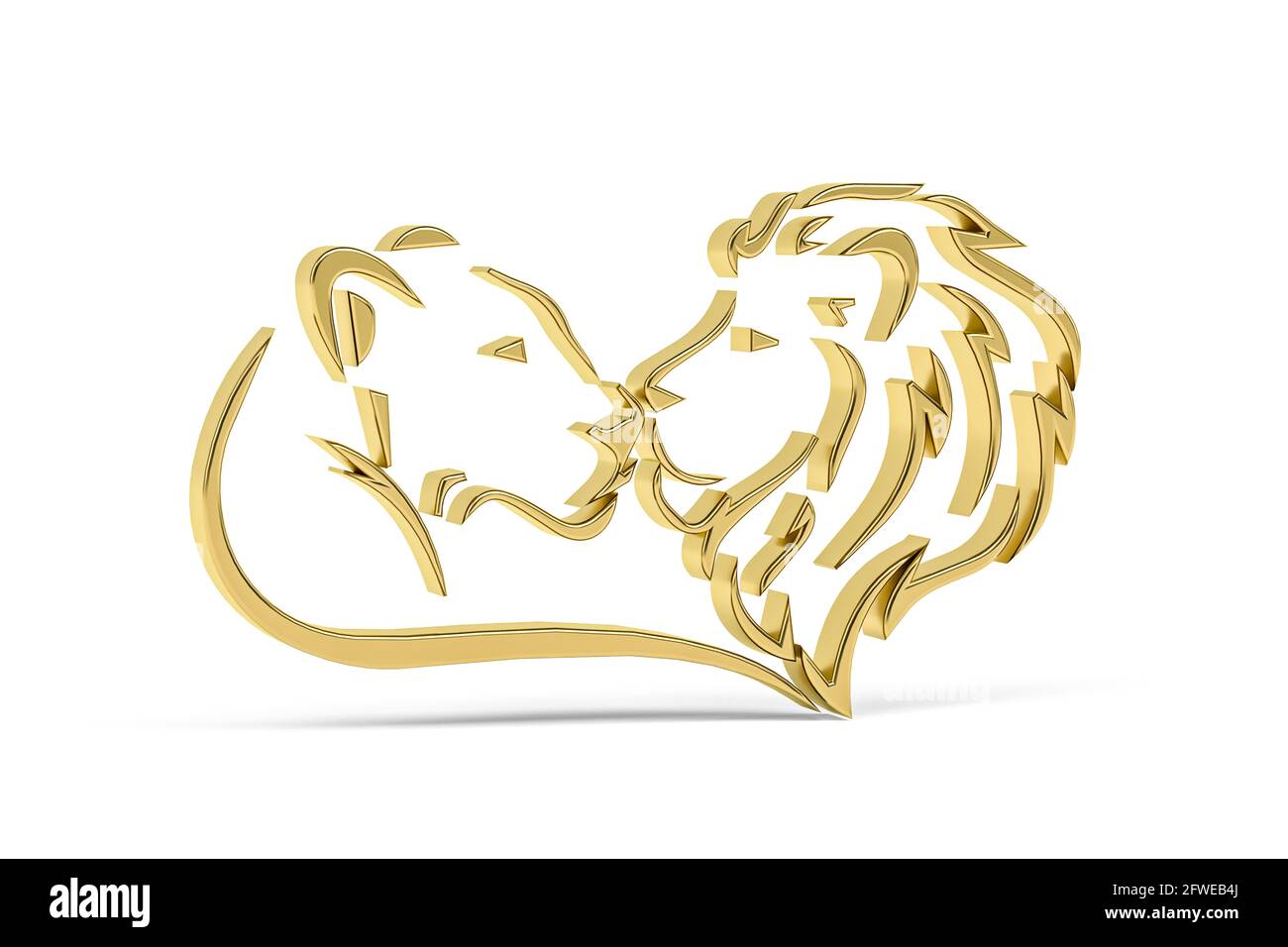 Golden 3d lion icon isolated on white background - 3d render Stock ...