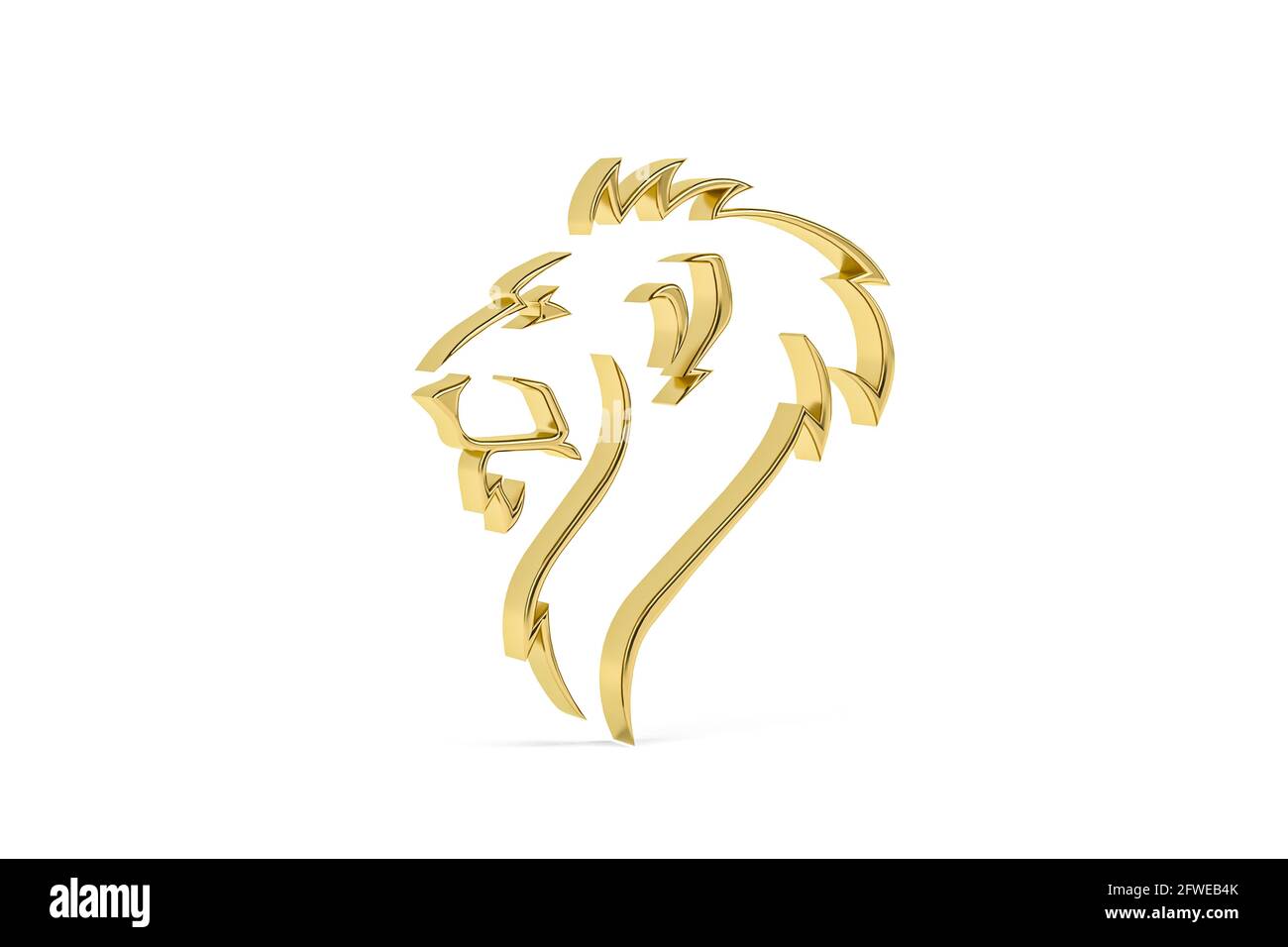 Golden 3d lion icon isolated on white background - 3d render Stock ...