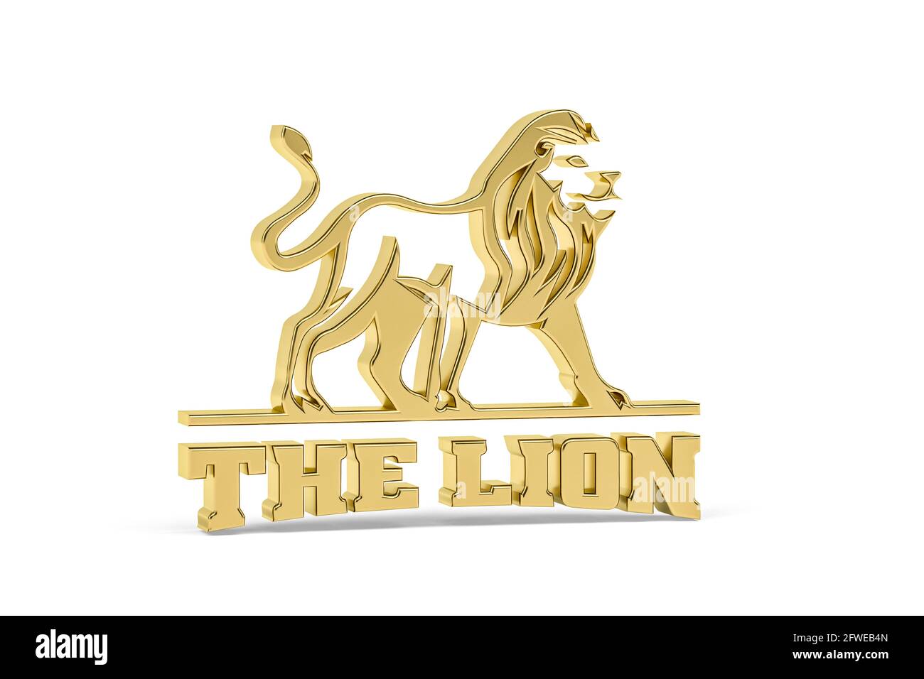 Golden 3d lion icon isolated on white background - 3d render Stock ...