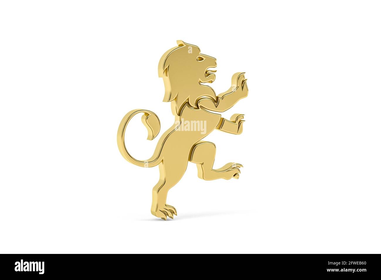 Golden 3d lion icon isolated on white background - 3d render Stock ...