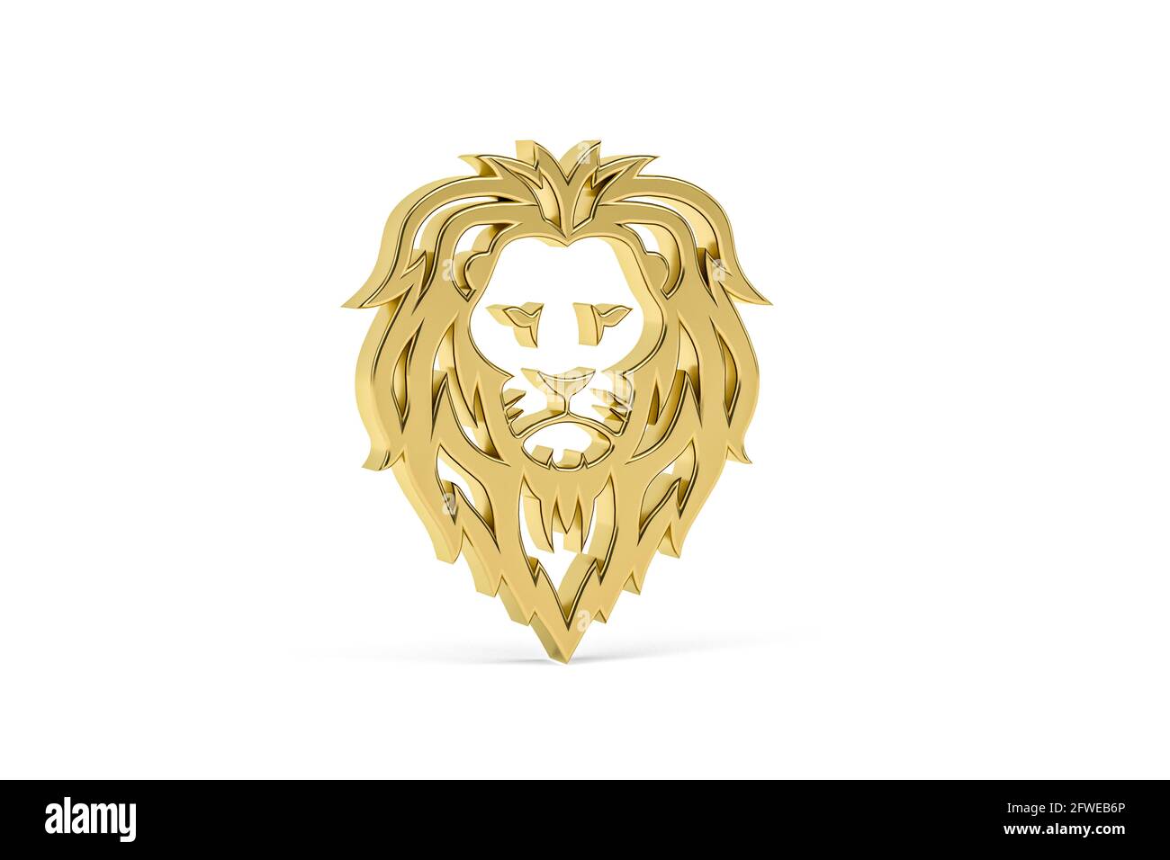 Golden 3d lion icon isolated on white background - 3d render Stock ...