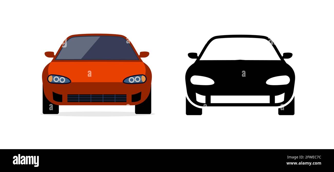 Car front view vector flat icon. Car parking cartoon front design shape ...