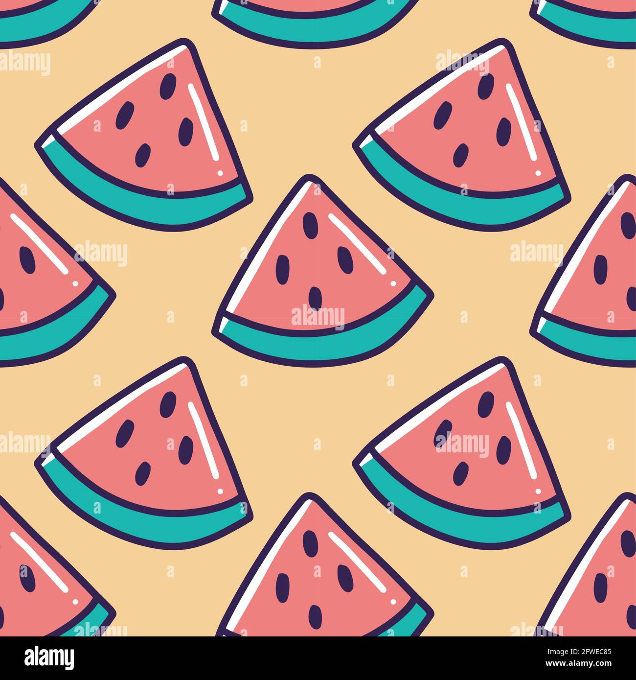 Pattern watermelon doodle Stock Vector Images - Alamy