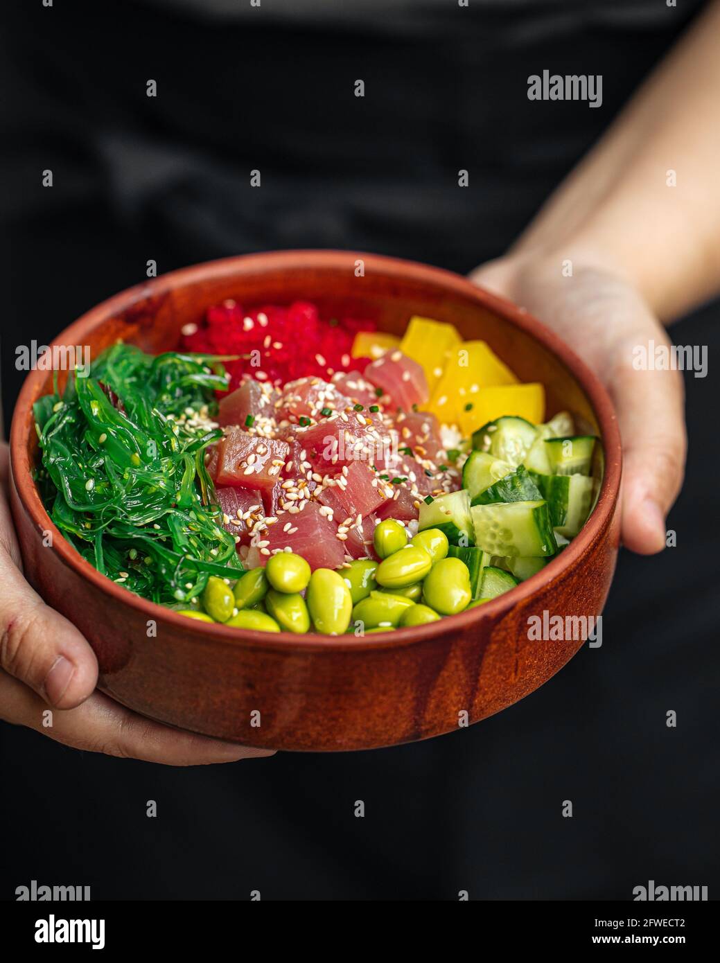Hawaiian tuna poke bowl with vegetables Stock Photo - Alamy