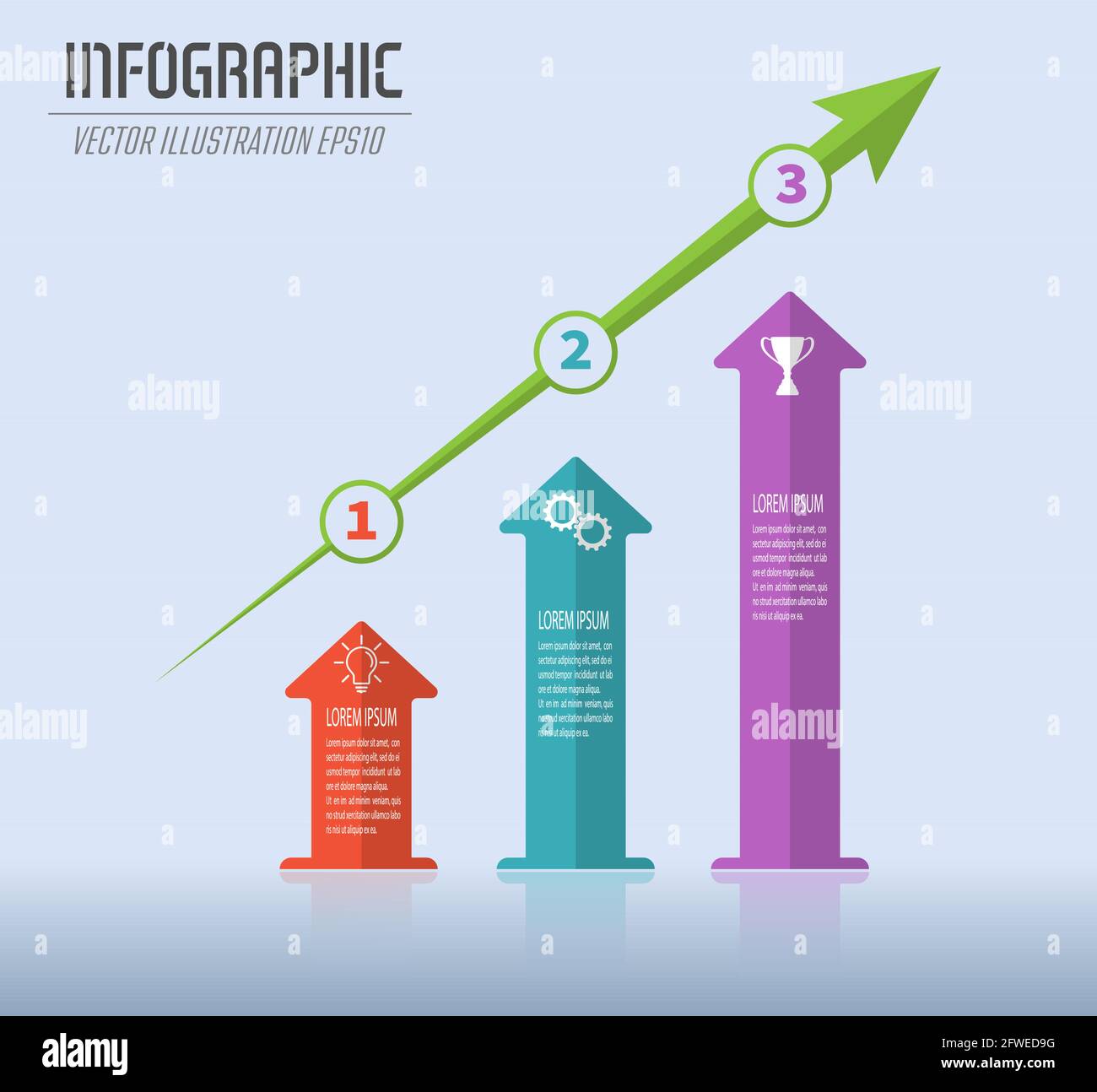 Infographics with arrows. Dynamic development, the path to success, the ...