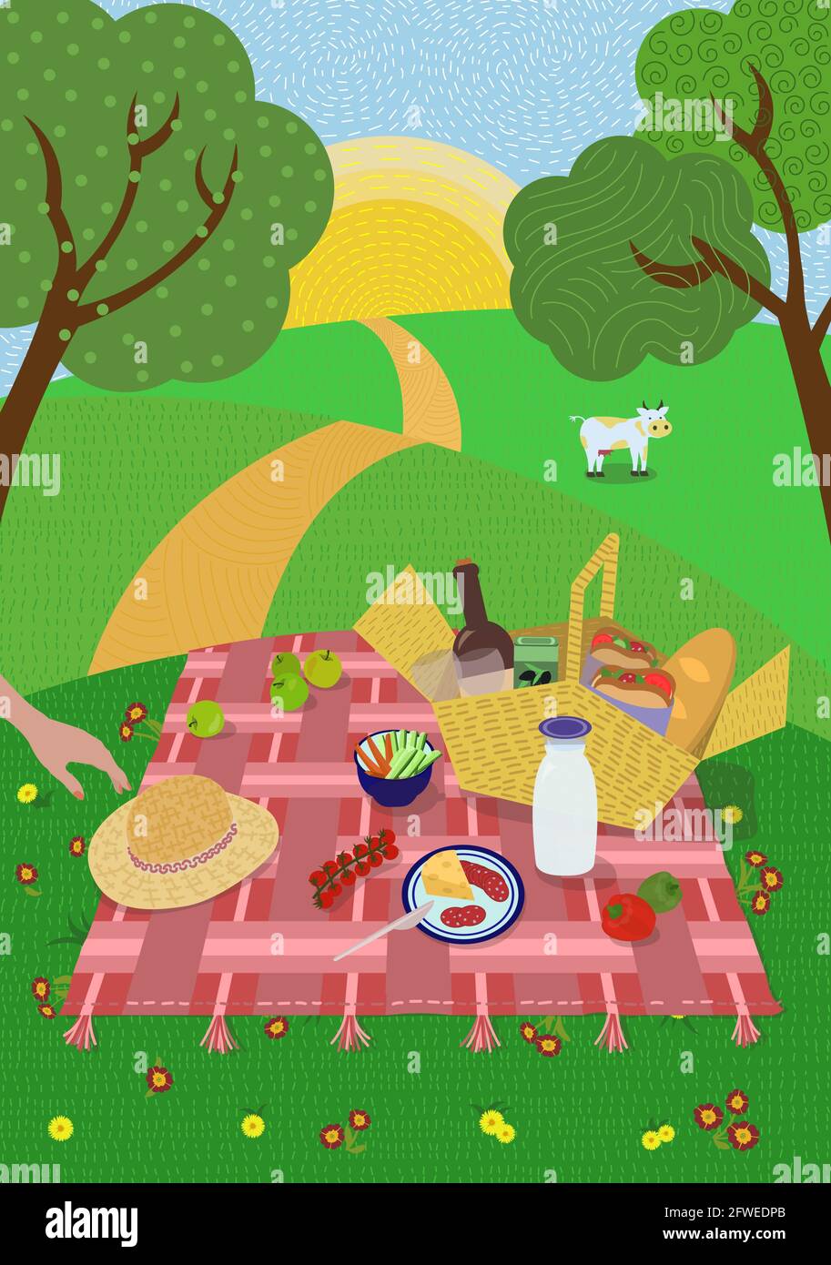Outdoor picnic nature in Stock Vector Images - Alamy