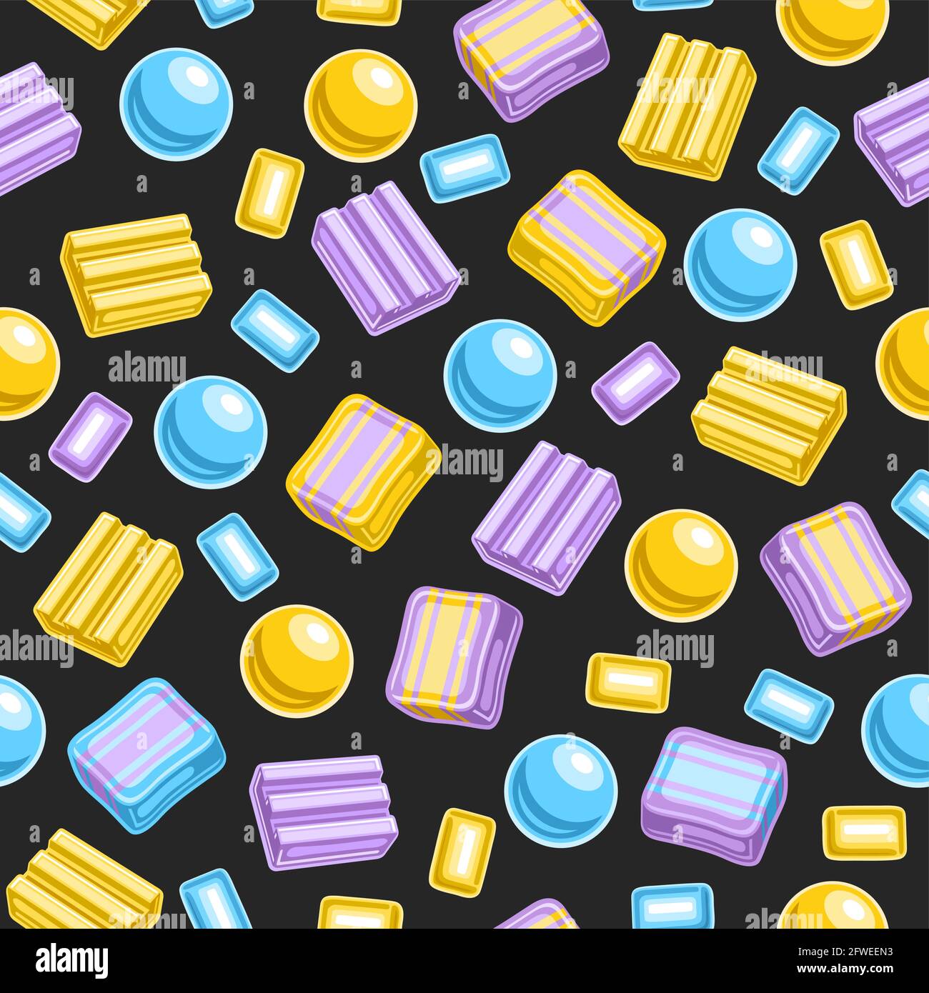 Vector Bubble Gum Seamless Pattern Square Repeating Bubblegum