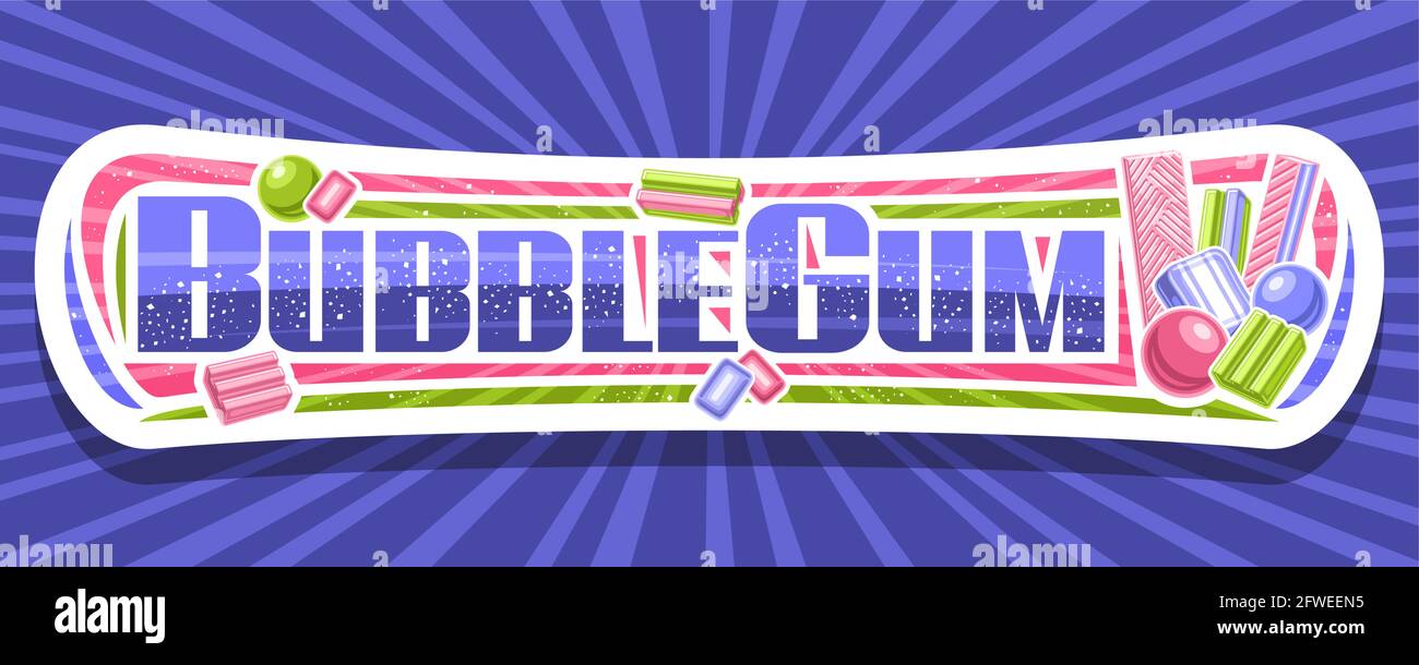 Vector banner for Bubble Gum, white horizontal sign board with ...
