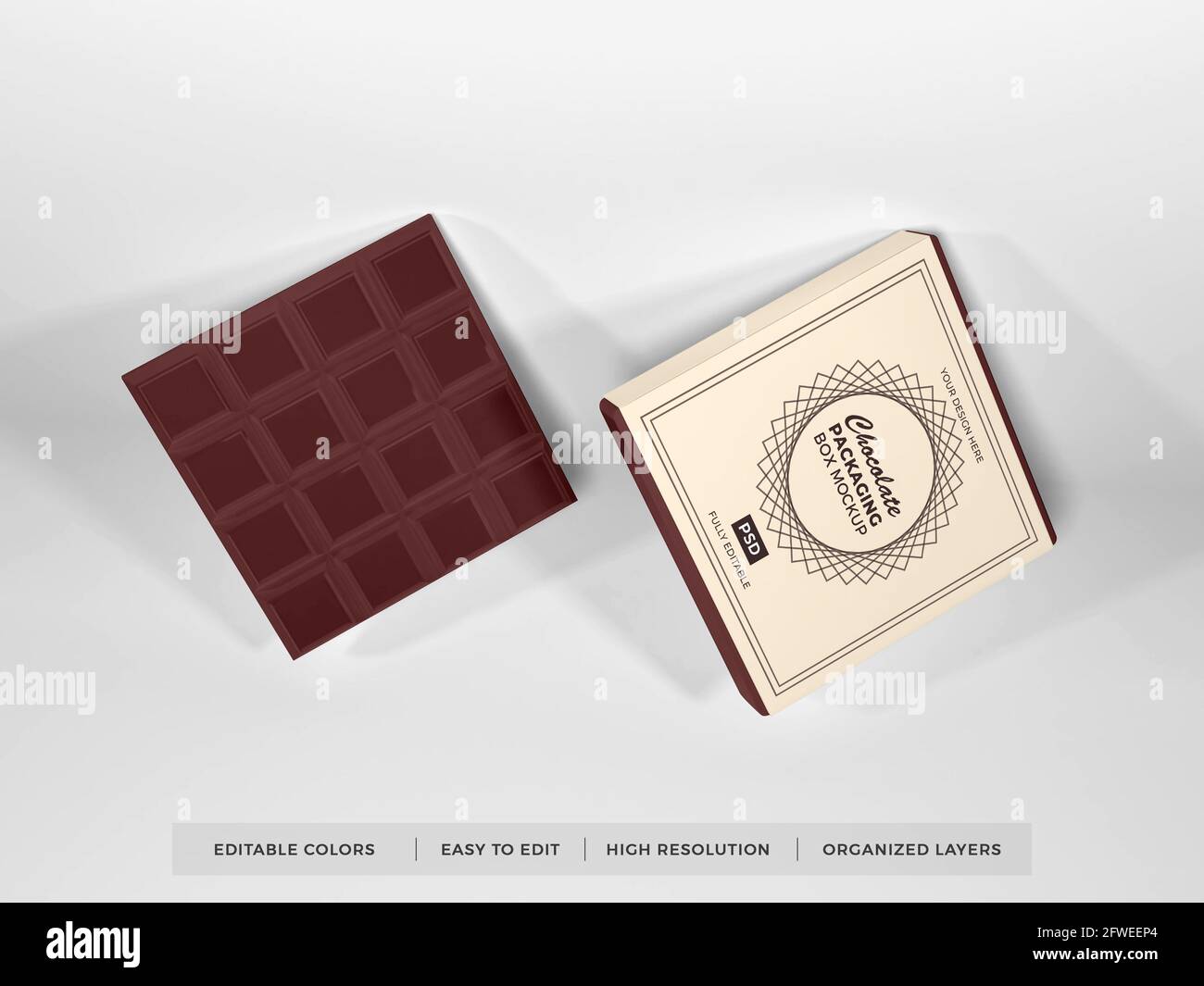 Realistic Chocolate Box Packaging 3D Mockup Scene on Isolated ...